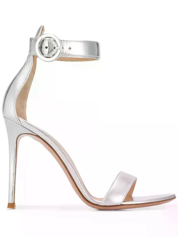 GIANVITO ROSSI Tone Leather Sandals - Silver