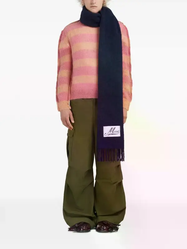 Marni Logo-appliqué Alpaca Scarf - Blue