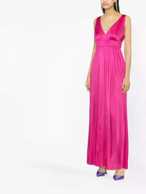 P.a.r.o.s.h V-neck Pleated Maxi Dress - Pink