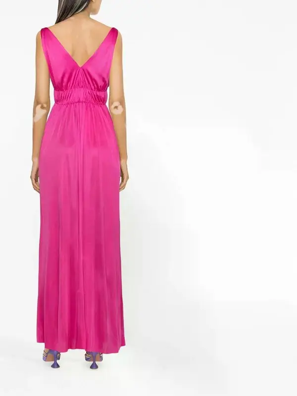 P.a.r.o.s.h V-neck Pleated Maxi Dress - Pink