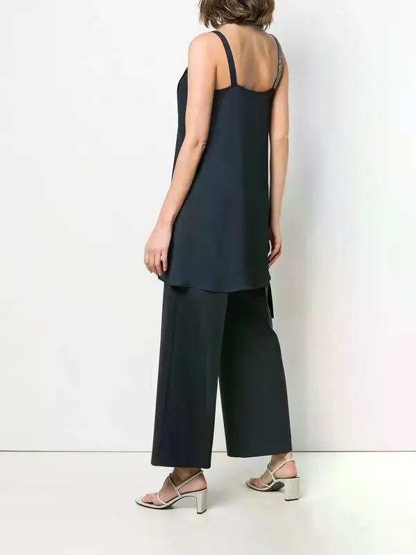 Fabiana Filippi Silk Blend Spaghetti Strap Top With High-low Hem