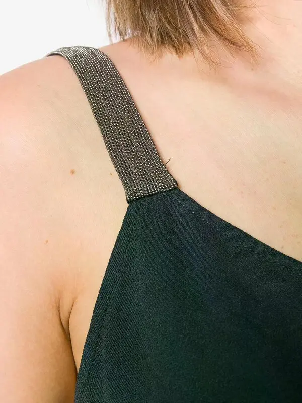 Fabiana Filippi Silk Blend Spaghetti Strap Top With High-low Hem