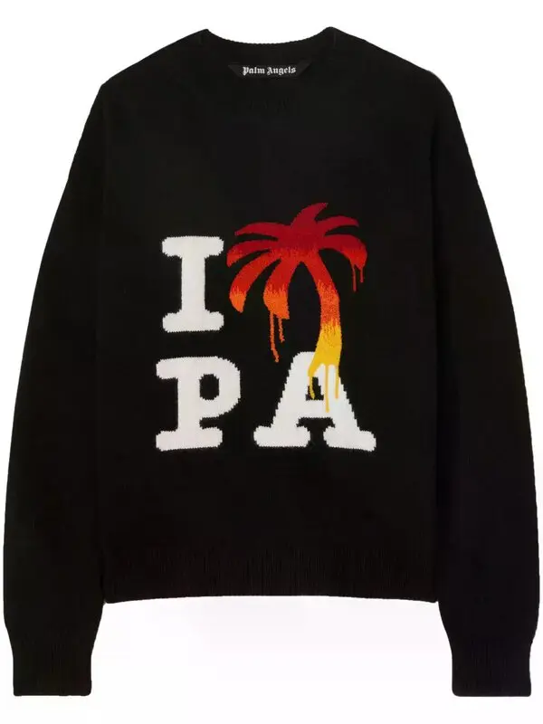 Palm Angels I Love Pa" Intarsia-knit Jumper - Black