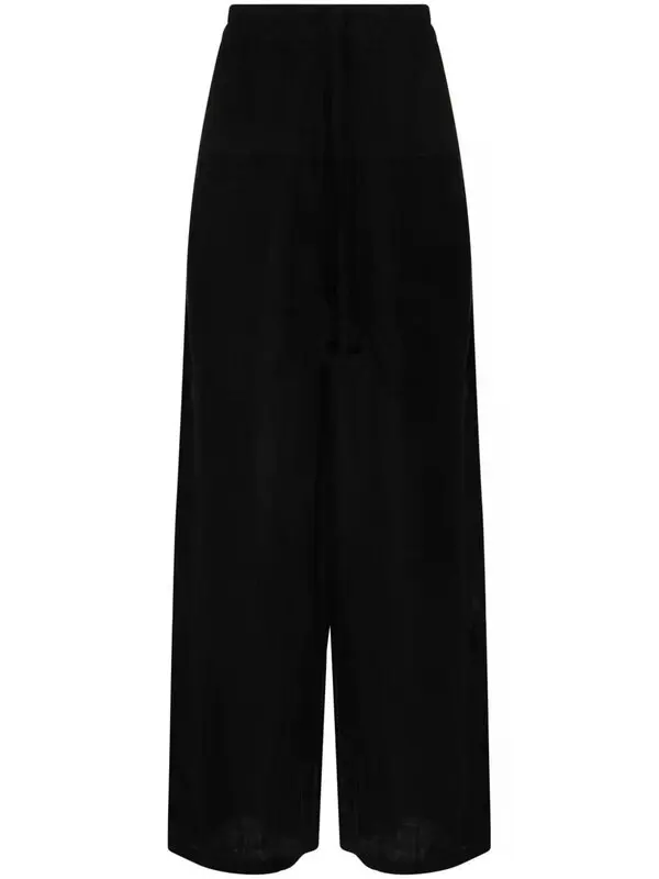THOM KROM Chambray Linen Wide-leg Trousers - Black