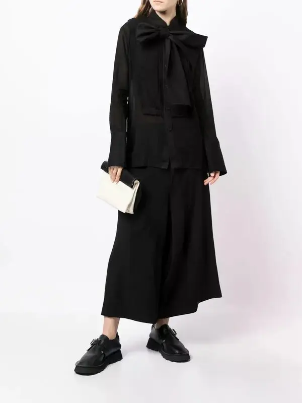 Yohji Yamamoto Pussy-bow Collar Pleated Blouse - Black