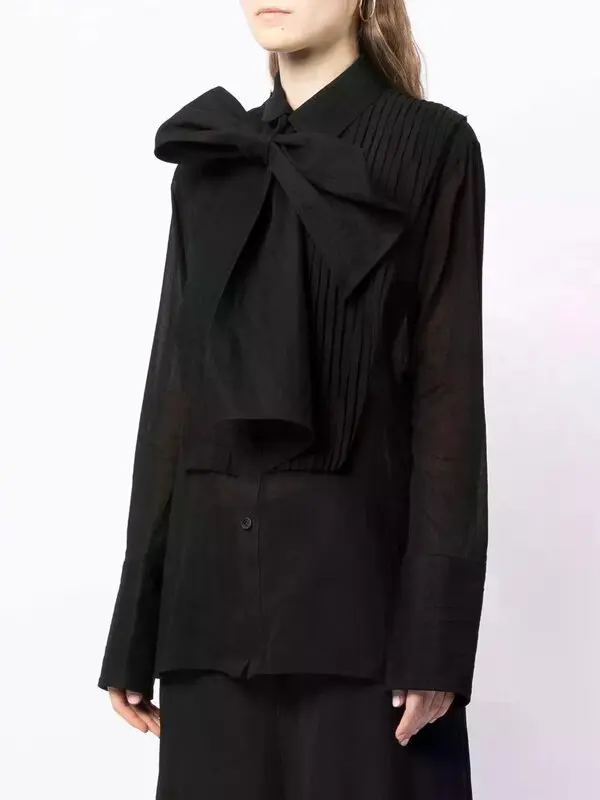 Yohji Yamamoto Pussy-bow Collar Pleated Blouse