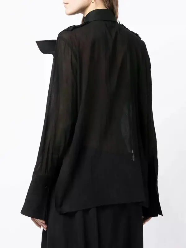 Yohji Yamamoto Pussy-bow Collar Pleated Blouse