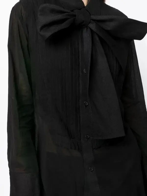 Yohji Yamamoto Pussy-bow Collar Pleated Blouse
