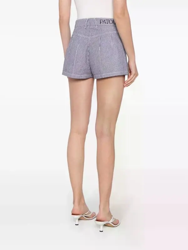 PATOU Striped Denim Mini Shorts - Blue