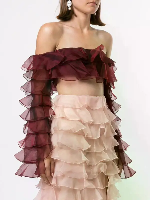 MACGRAW Off-the-shoulder Ruffle Top - Red