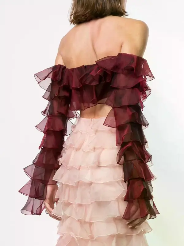 MACGRAW Off-the-shoulder Ruffle Top - Red