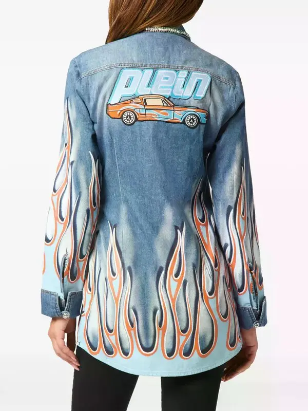 Philipp Plein Flame Racing Denim Shirt