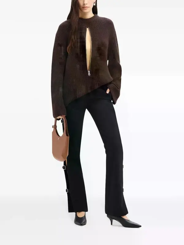 COURREGES Zipped Ribbed Wool Sweater