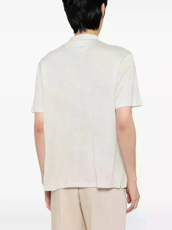 Eleventy Buttoned Linen-cotton T-shirt