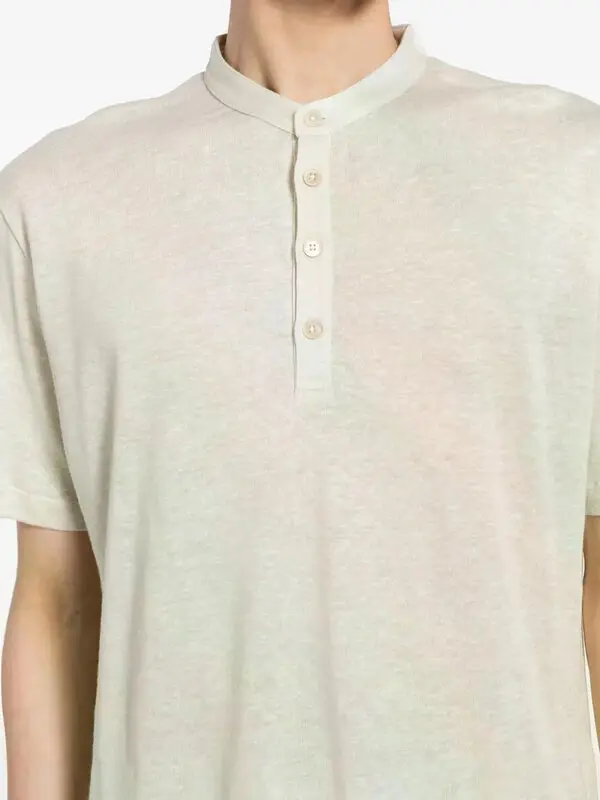 Eleventy Buttoned Linen-cotton T-shirt