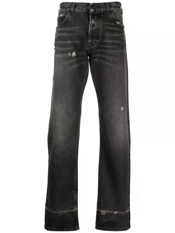 COUNTY OF MILAN Distressed Straight Leg Jeans - Black