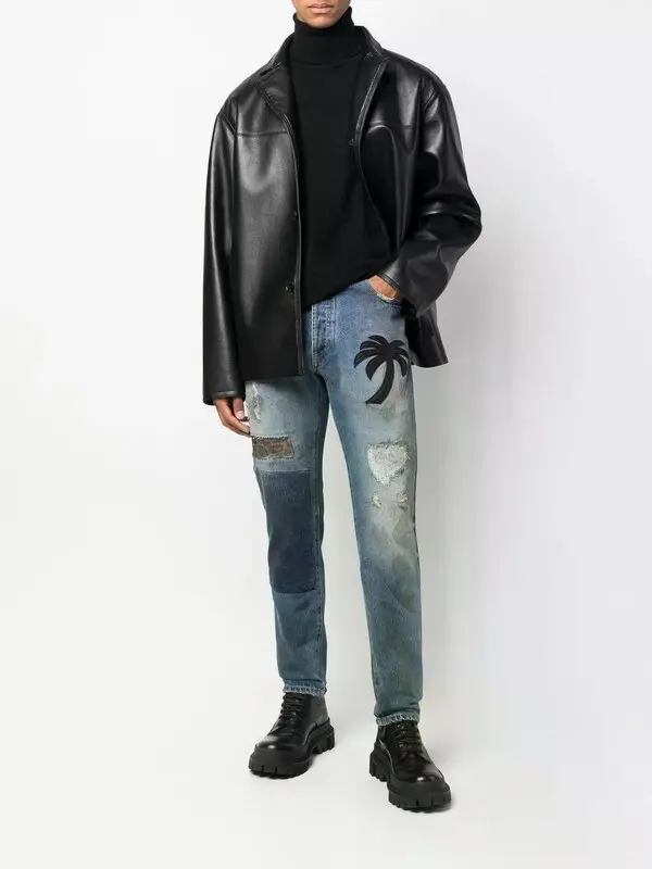 Palm Angels Patchwork Straight-leg Jeans