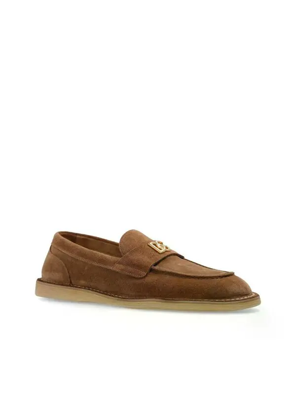 Dolce & Gabbana Calf Suede Loafers - Brown