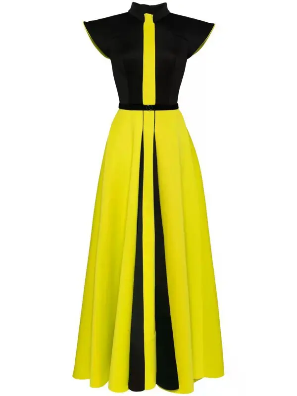 SAIID KOBEISY Neoprene Gown With Contrasting Panels - Yellow