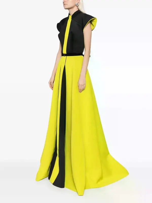 SAIID KOBEISY Neoprene Gown With Contrasting Panels - Yellow