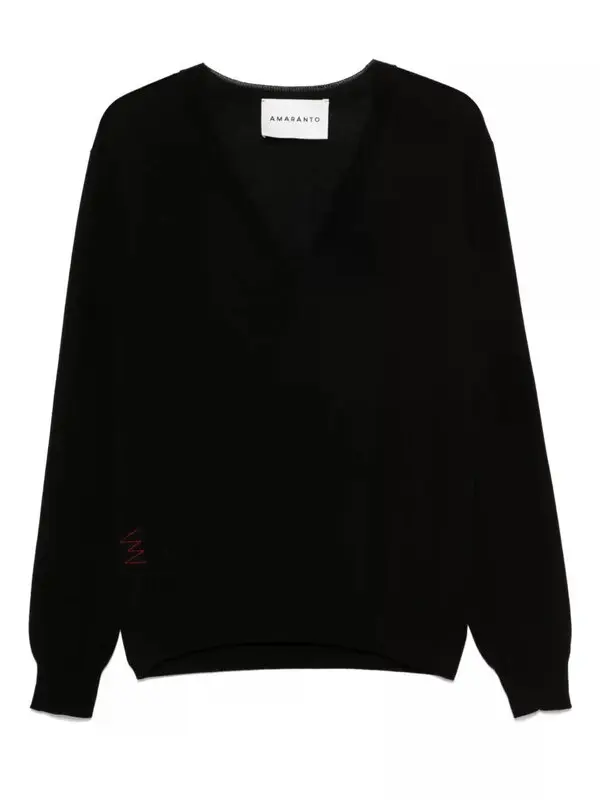 AMARANTO V-neck Long-sleeve Top With Ribbed Trim