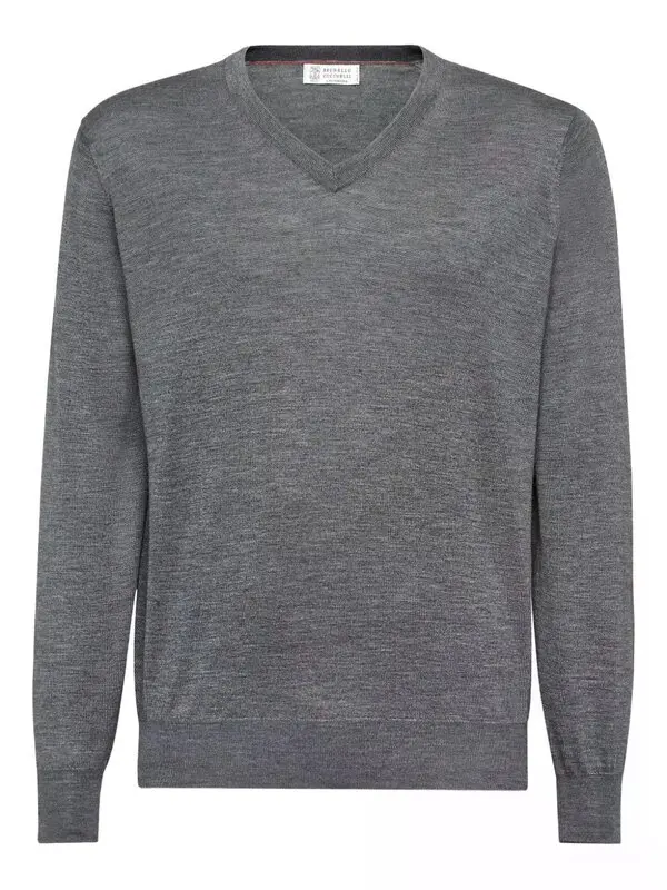 Brunello Cucinelli V-neck Wool Jumper - Grey