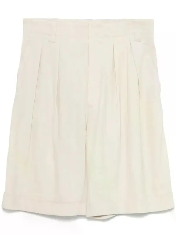 Lorena Antoniazzi Pleated Linen Blend Shorts - Neutrals