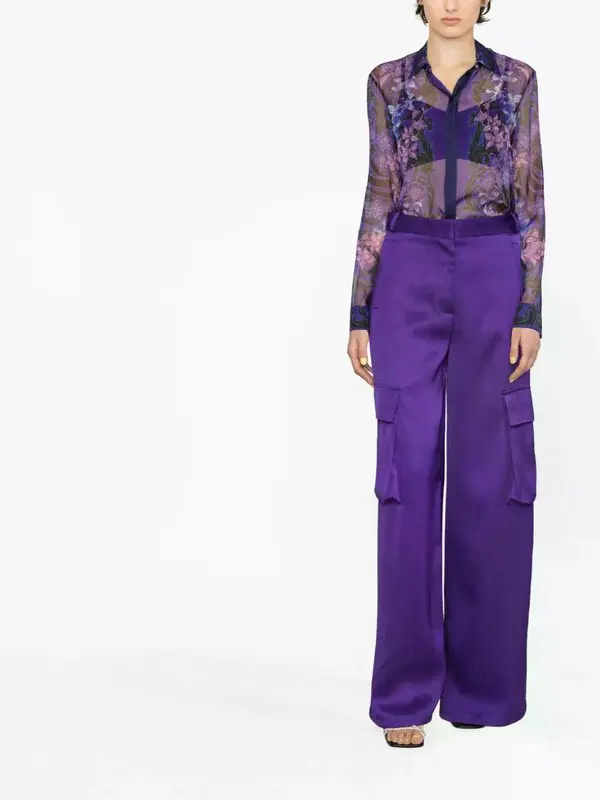 Versace Orchid Wide-leg Cargo Trousers - Purple