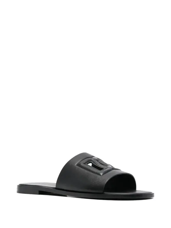 Dolce & Gabbana Embossed-logo Leather Slides
