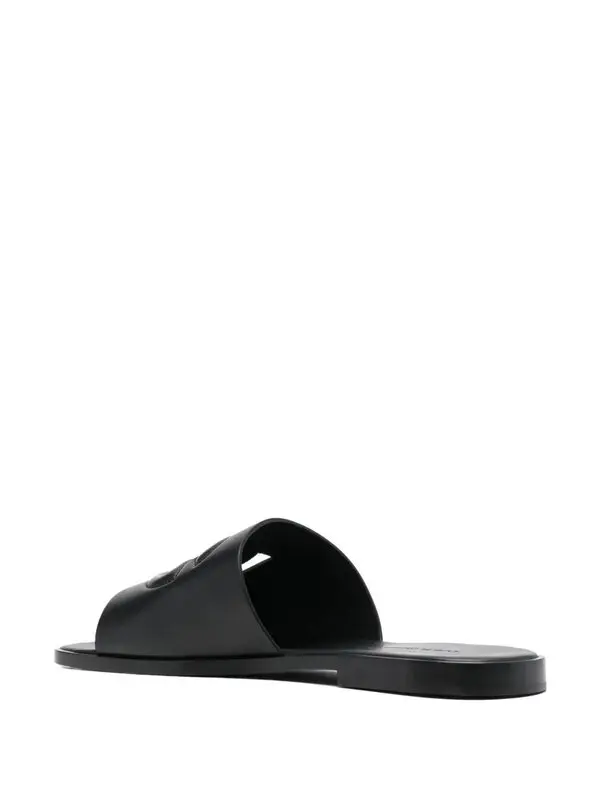 Dolce & Gabbana Embossed-logo Leather Slides
