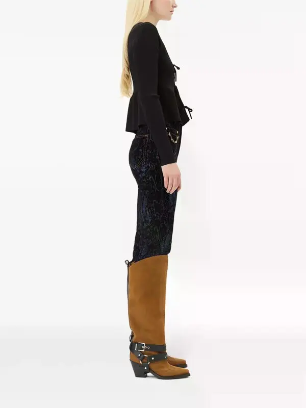 GANNI Ribbed Knit Tie Front Cardigan