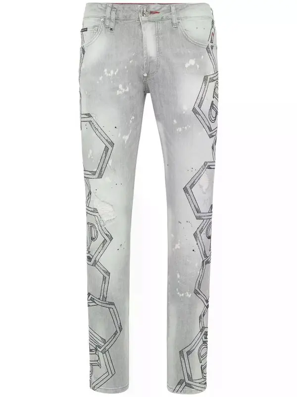 Philipp Plein Crystal Embellished Jeans
