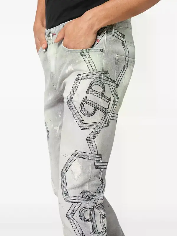 Philipp Plein Crystal Embellished Jeans