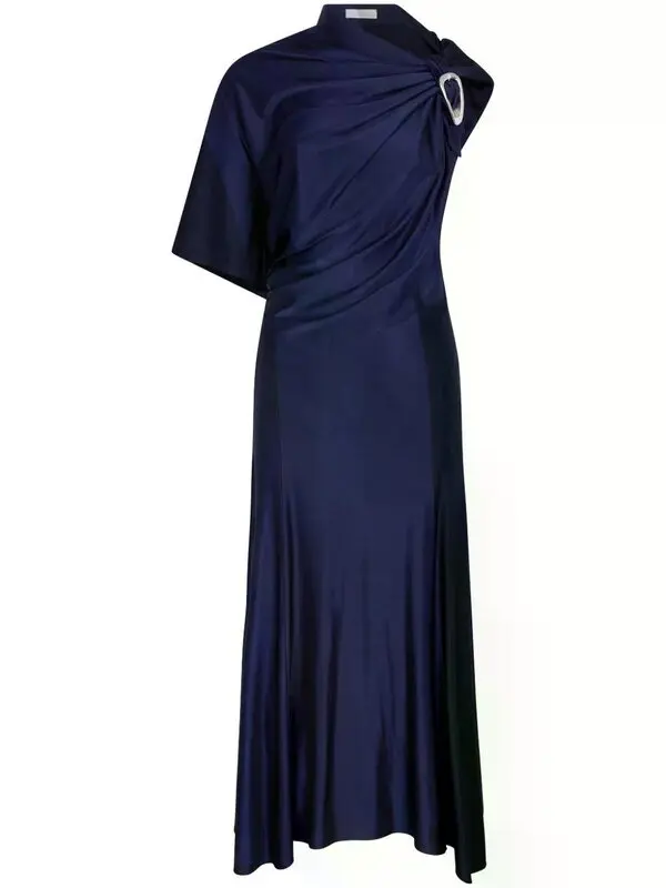 Rabanne Asymmetric Draped Midi Dress - Blue