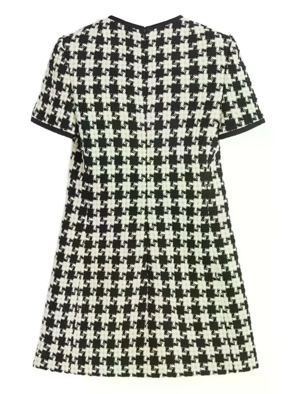 Valentino Garavani Houndstooth Tweed Mini Dress With Bow Detail