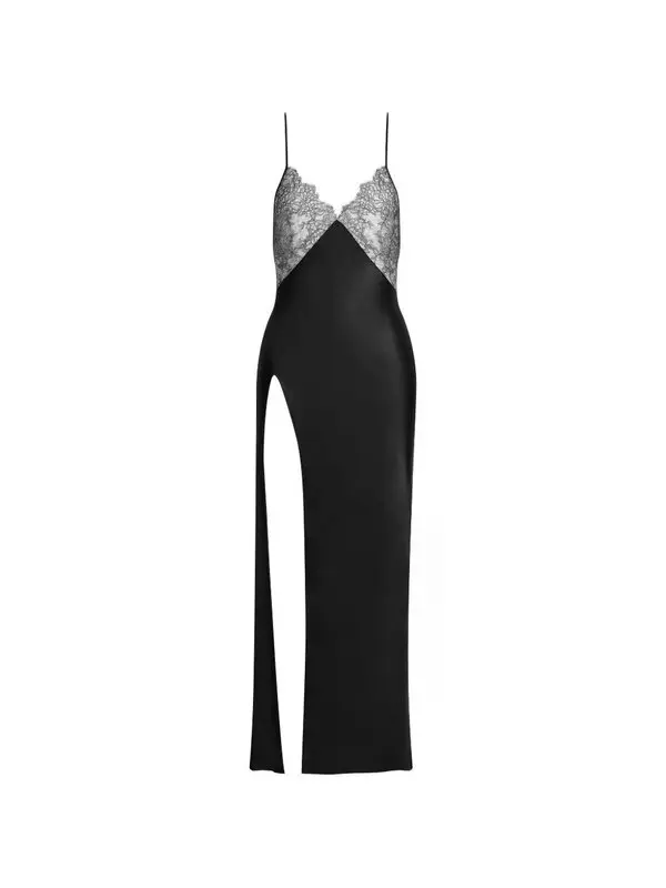 MAISON CLOSE Rendez-vous Lace-detail Silk Dress - Black