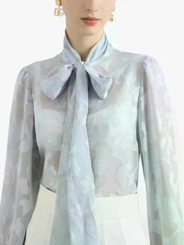 Dolce & Gabbana Floral-print Silk Blouse With Tie Detail