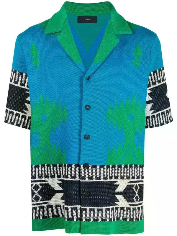 Alanui Patterned Intarsia-knit Shirt - Blue