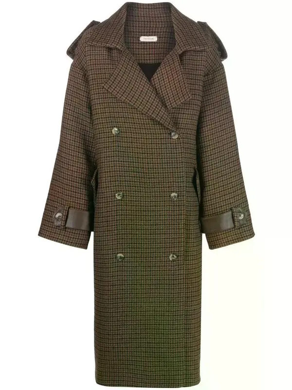 THE MANNEI Double-breasted Houndstooth Coat