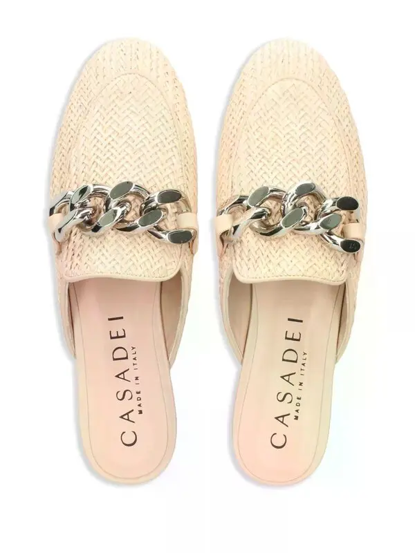 Casadei Woven Chain Detail Mules - Neutrals