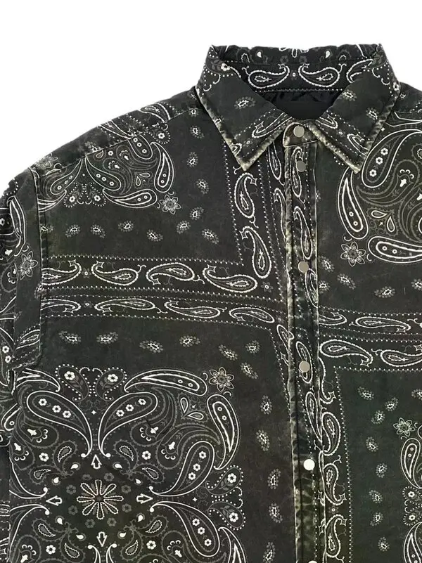 PURPLE BRAND Bandana-print Faded Cotton Shirt - Black