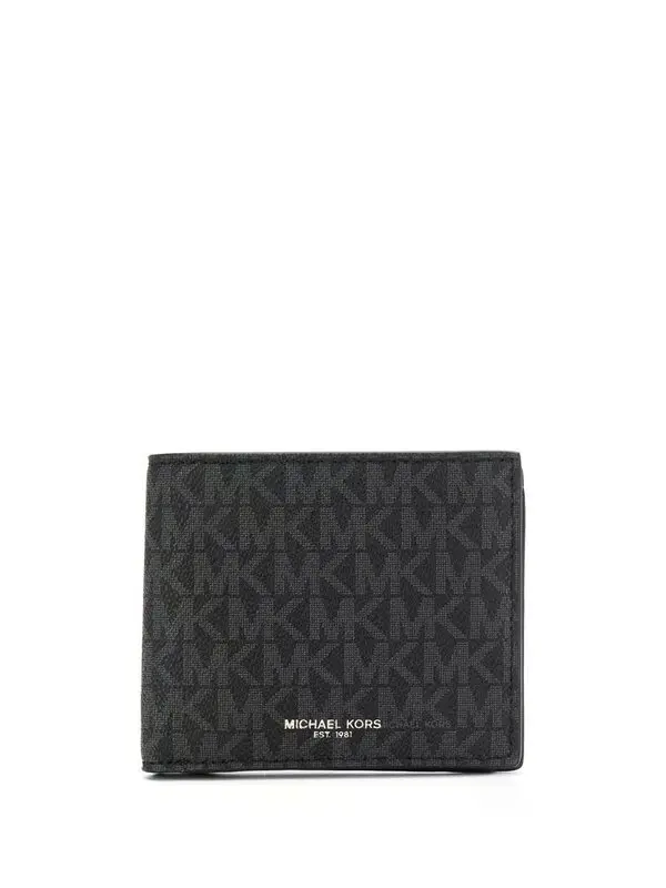 Michael Kors Logo-print Foldover Wallet - Black