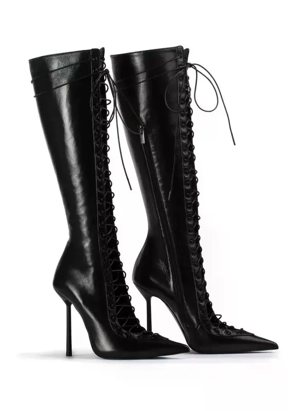 LE SILLA Colette 120mm Knee-high Lace-up Stiletto Boots - Black