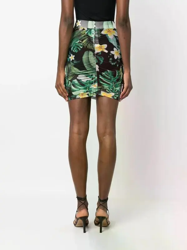 Philipp Plein Graphic Print Ruched Stretch-cotton Mini Skirt