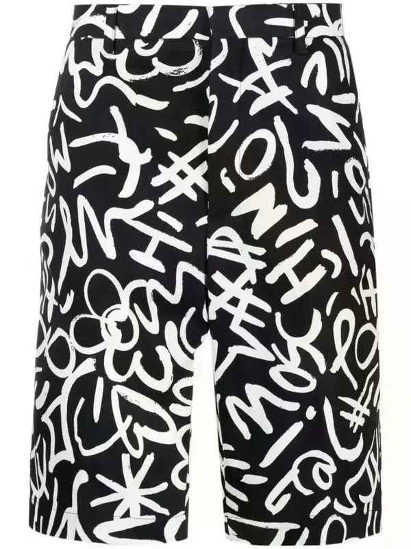 Moschino Monogram Print Chino Shorts - Black