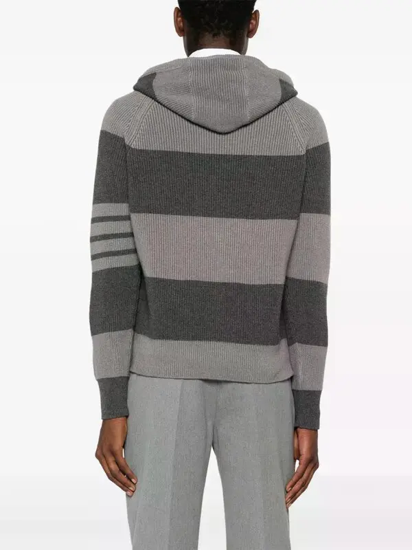 Thom Browne Striped Knitted Hoodie