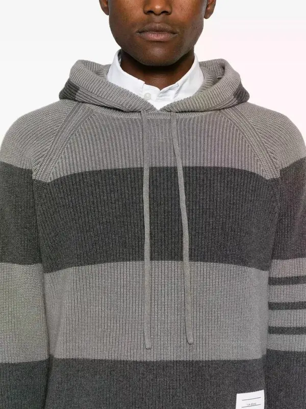 Thom Browne Striped Knitted Hoodie