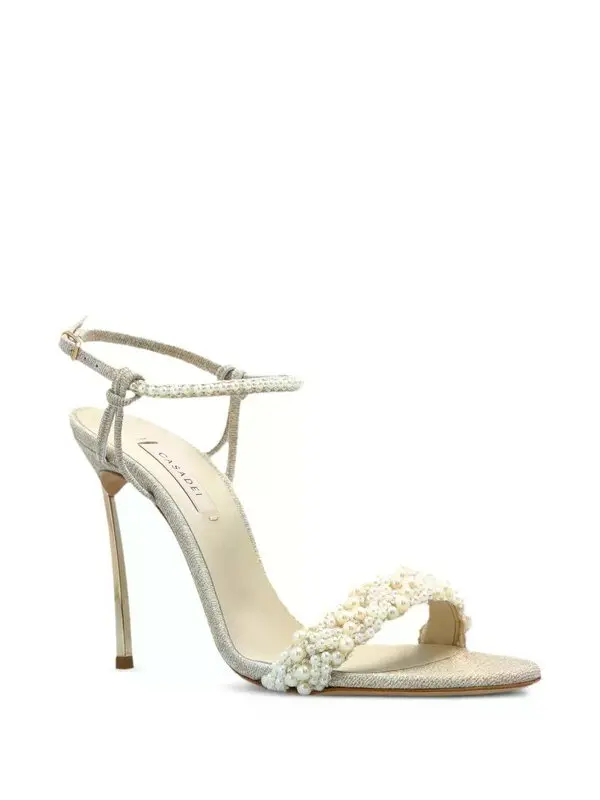 Casadei Pearl Embellished Blade Heel Sandals - Neutrals