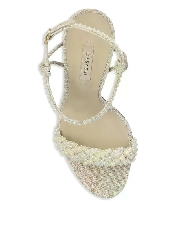 Casadei Pearl Embellished Blade Heel Sandals