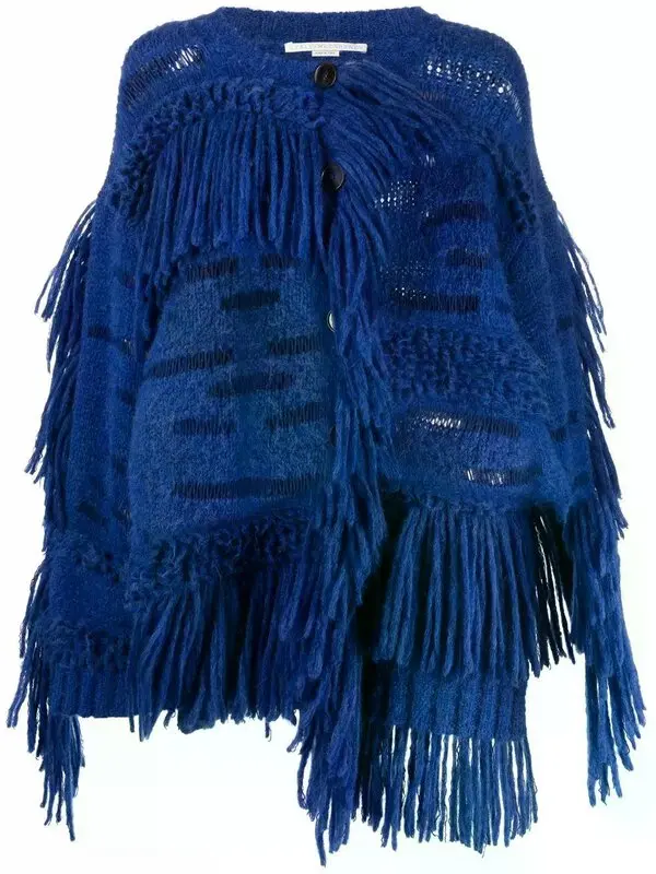 Stella McCartney Oversized Fringed Alpaca Wool-blend Jumper - Blue